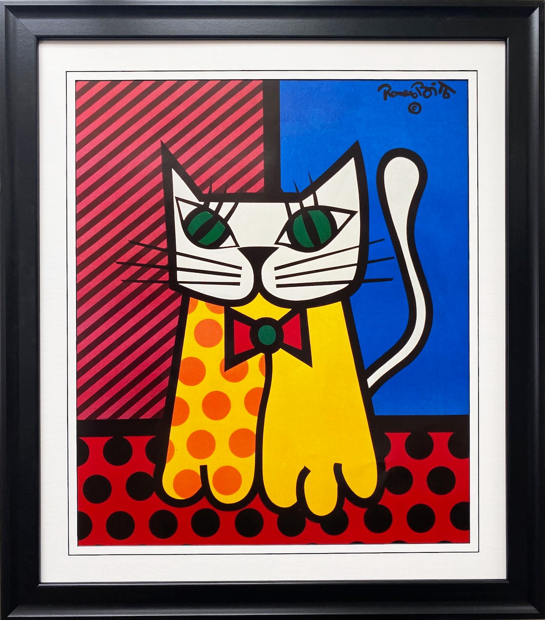 Romero Britto "commemorative Cat" NEWLY Custom Framed Art Print - Etsy