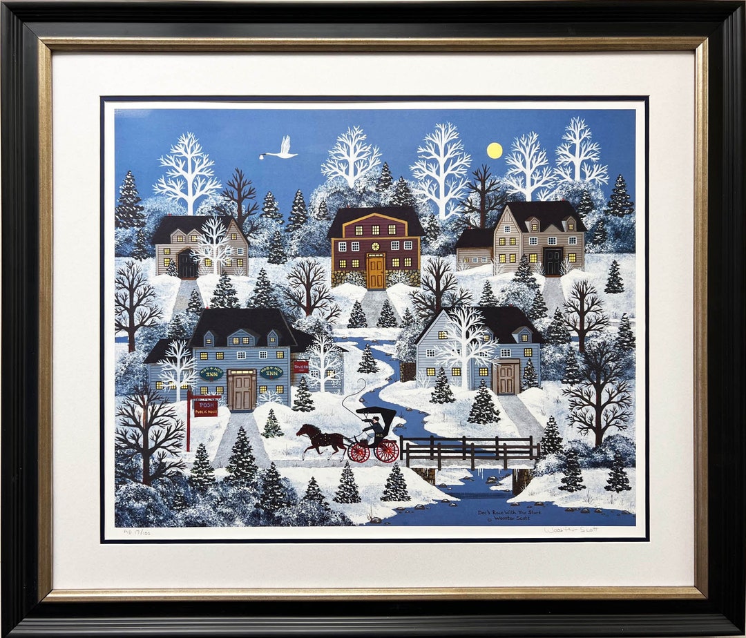 Jane Wooster Scott "doc's Race With the Stork" CUSTOM FRAMED Litho Hand ...