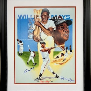 Ron Lewis "willie Mays -the Say Hey Kid" Hand Signed Framed Art Giants ...