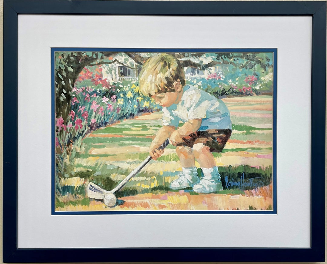 Corinne Hartley just Like Dad New CUSTOM FRAMED Art Lithograph Golf ...