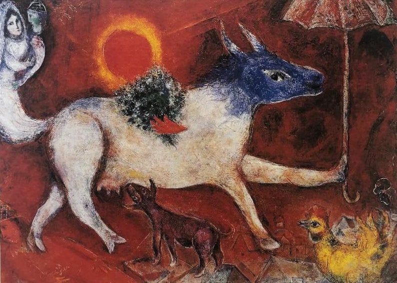 Marc Chagall cow With Parasol New CUSTOM FRAMED - Etsy