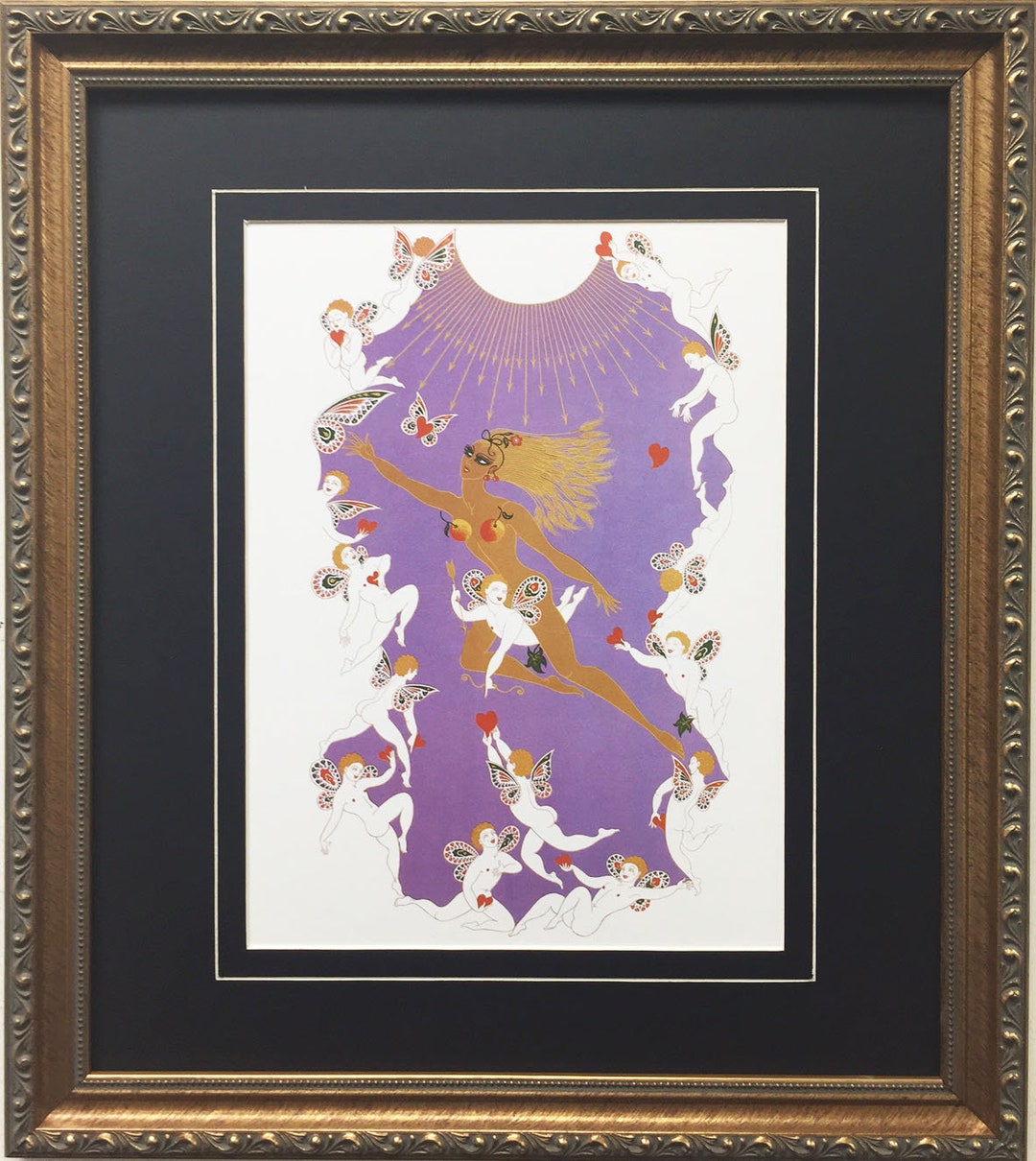 Erte "summer" Newly Custom Framed Print Art Deco Design FOUR SEASONS ...