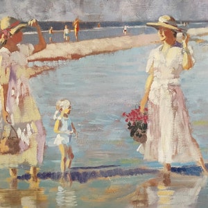 C.W. Mundy "sur LA Plage" Hand Signed Custom Framed Impressionist ...
