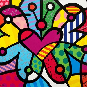 Romero Britto "heart Butterfly" NEWLY CUSTOM FRAMED Art Print - Etsy