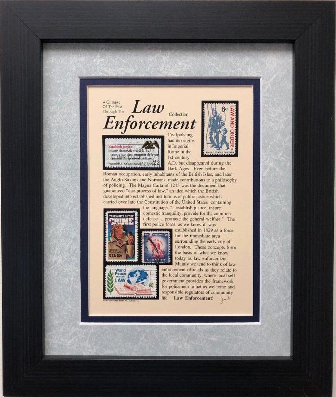 Stamps "law Enforcement Collection" (sm) Framed Stamp Art - Etsy