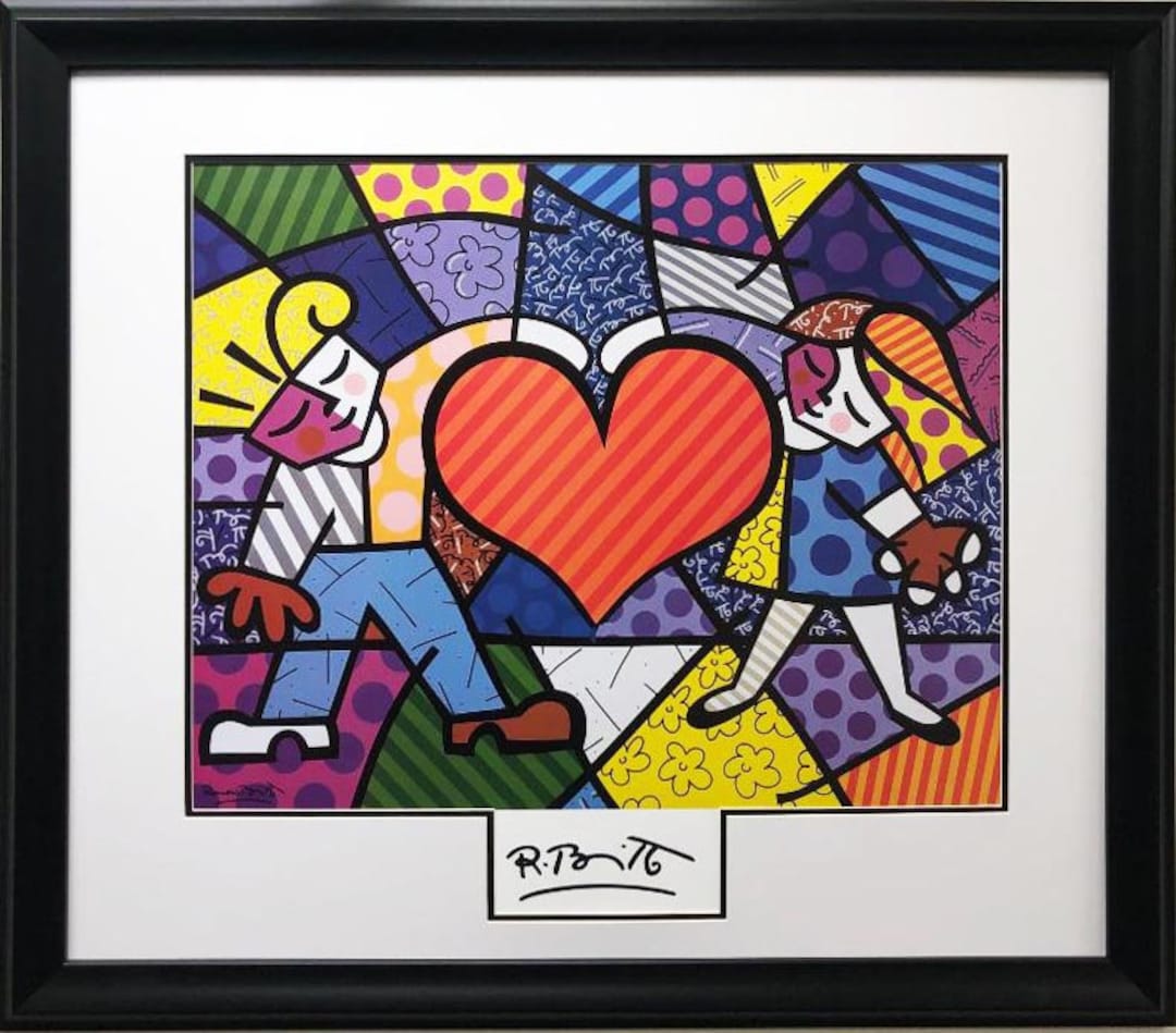 Romero Britto "heart Kids" (lg) NEWLY CUSTOM FRAMED Art Print - Etsy