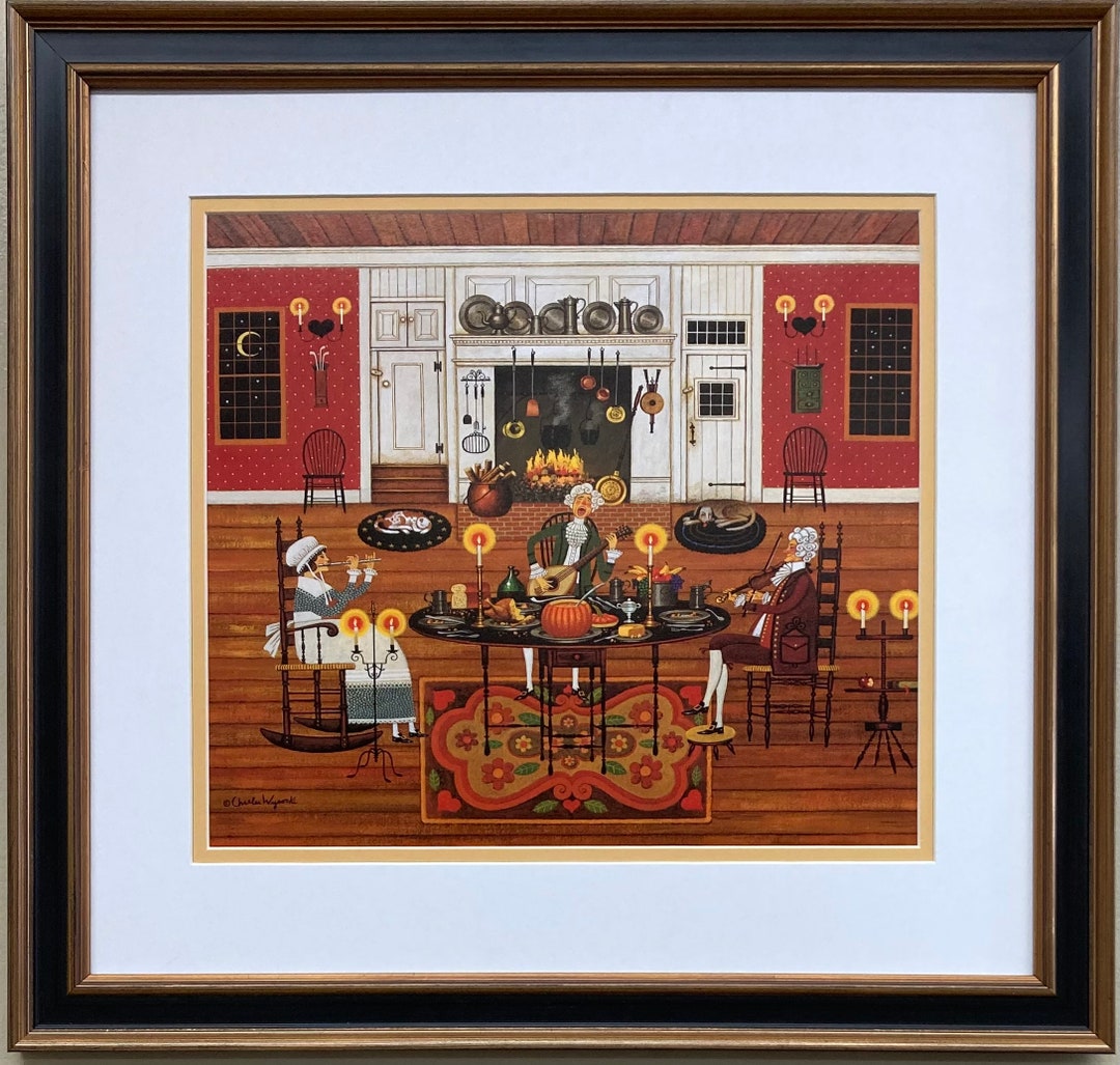 Charles Wysocki "thanksgiving Dinner Music " New FRAMED Art Americana ...