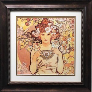 Alphonse Mucha "the Flowers: Rose" 1898 (detail) CUSTOM FRAMED ART - Etsy