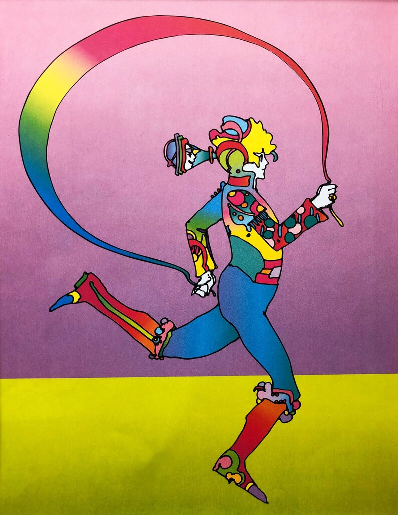 Peter Max "runner With Rainbow & Hippie Angel" CUSTOM FRAMED Print - Etsy