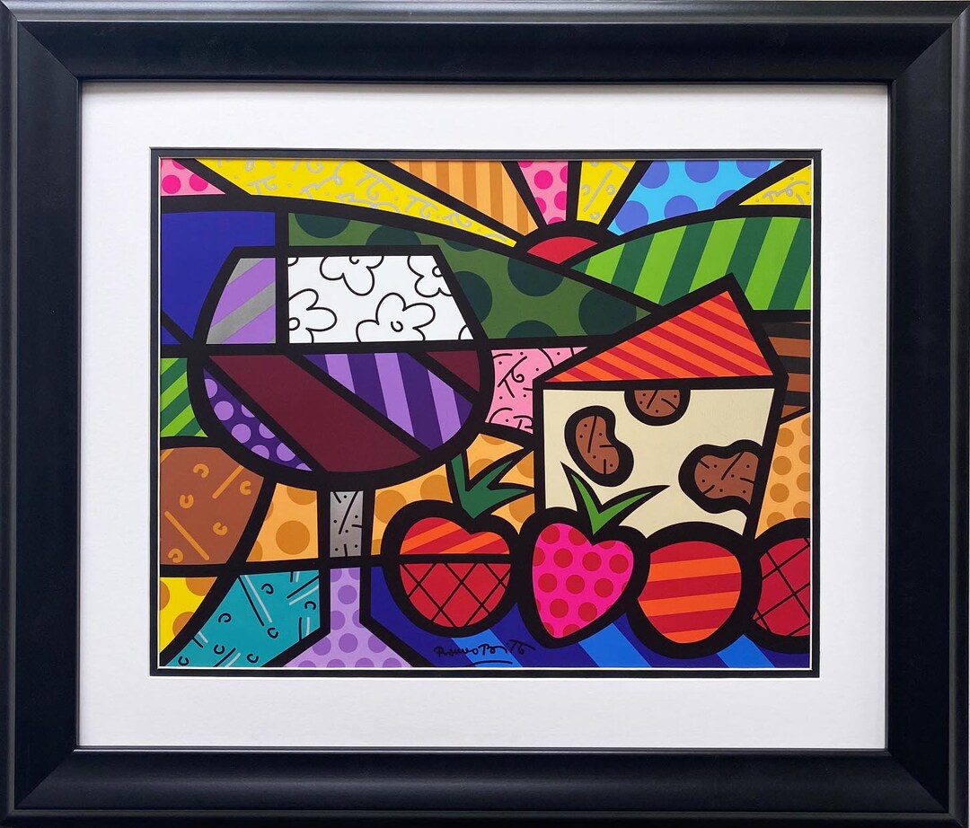 Romero Britto "swiss Cheese Feast" Newly Custom FRAMED ART PRINT - Etsy