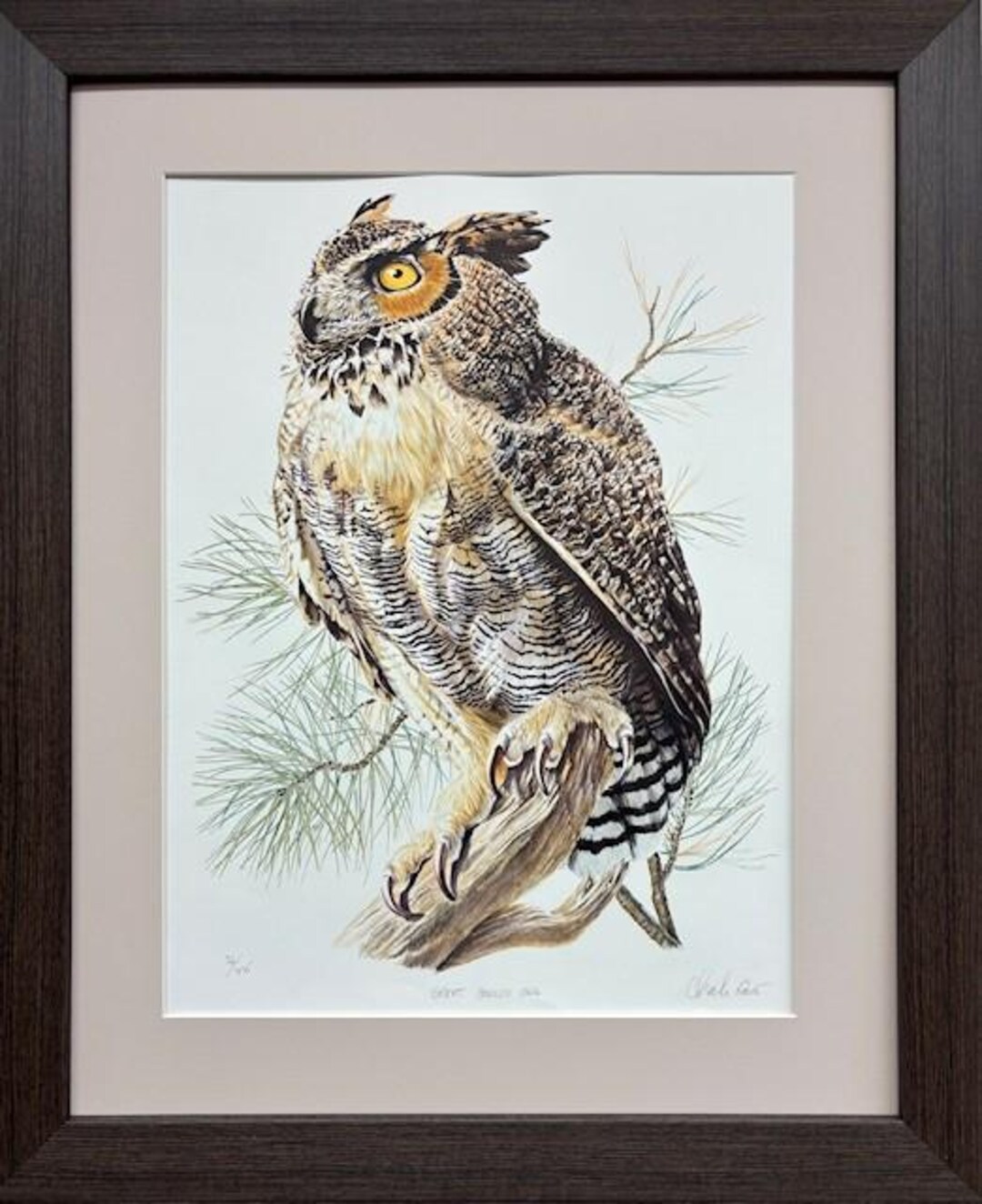 Charles Rowe "great Horned Owl" Hand Signed Limited Edition Bird ...