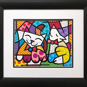 Romero Britto "happy Cat & Snob Dog" NEWLY CUSTOM FRAMED Art Print - Etsy