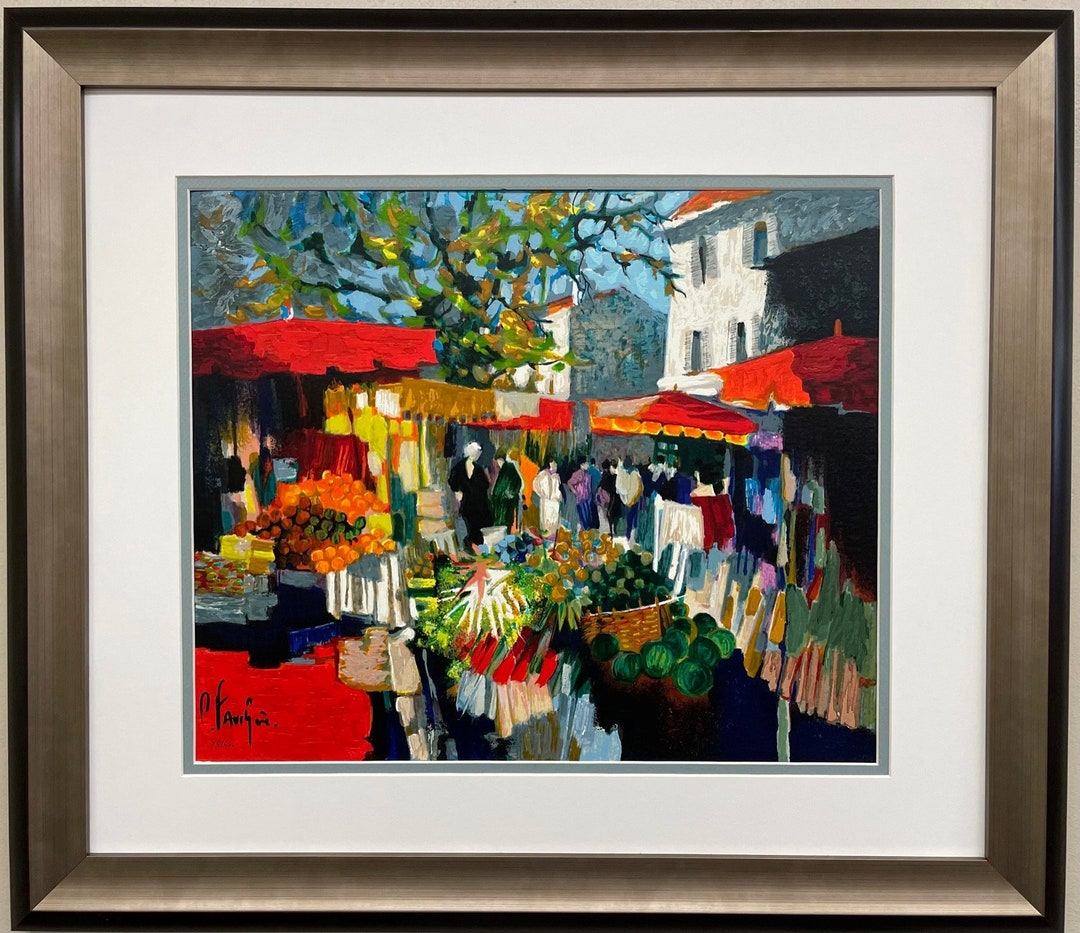 Claude Fauchere "red Market Place" Signed & # Framed Serigraph Art - Etsy