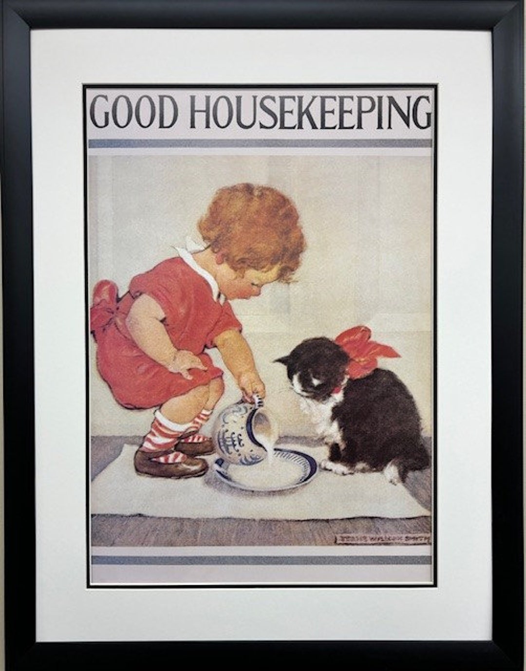 Jessie Wilcox Smith "milk for Kitty" Good Housekeeping Magazine Poster ...