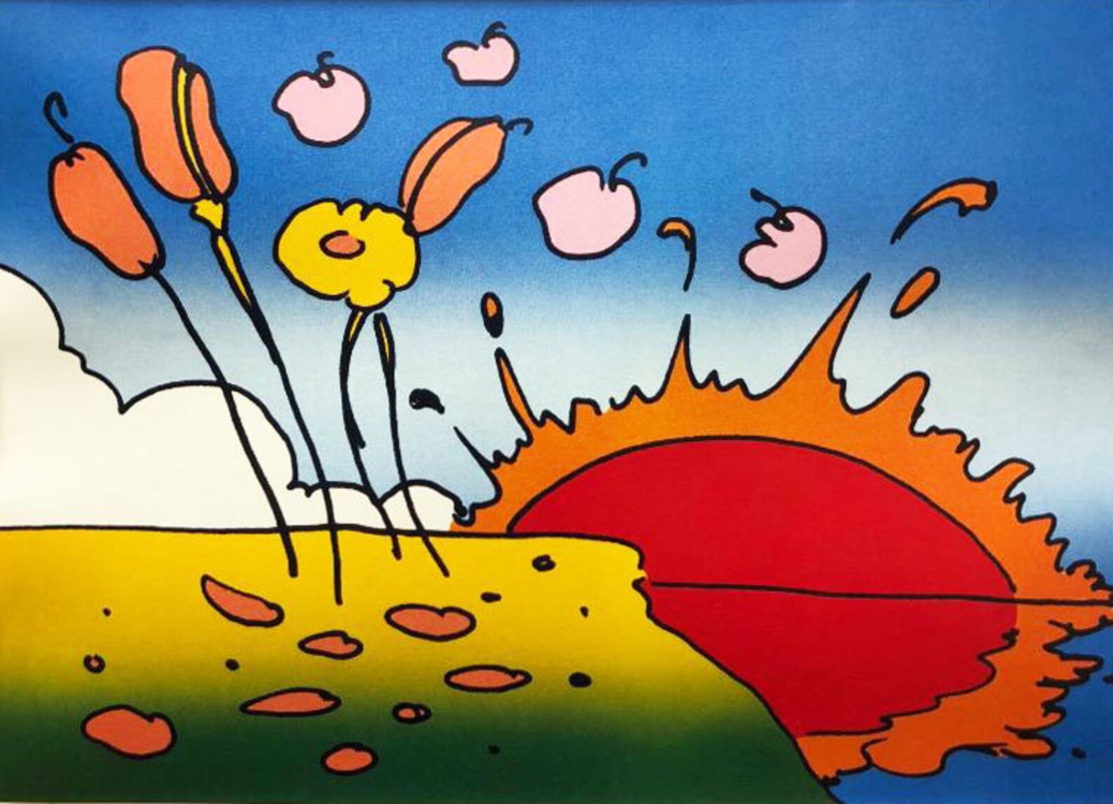 Peter Max Sunrise & Night Flowers Newly CUSTOM | Etsy