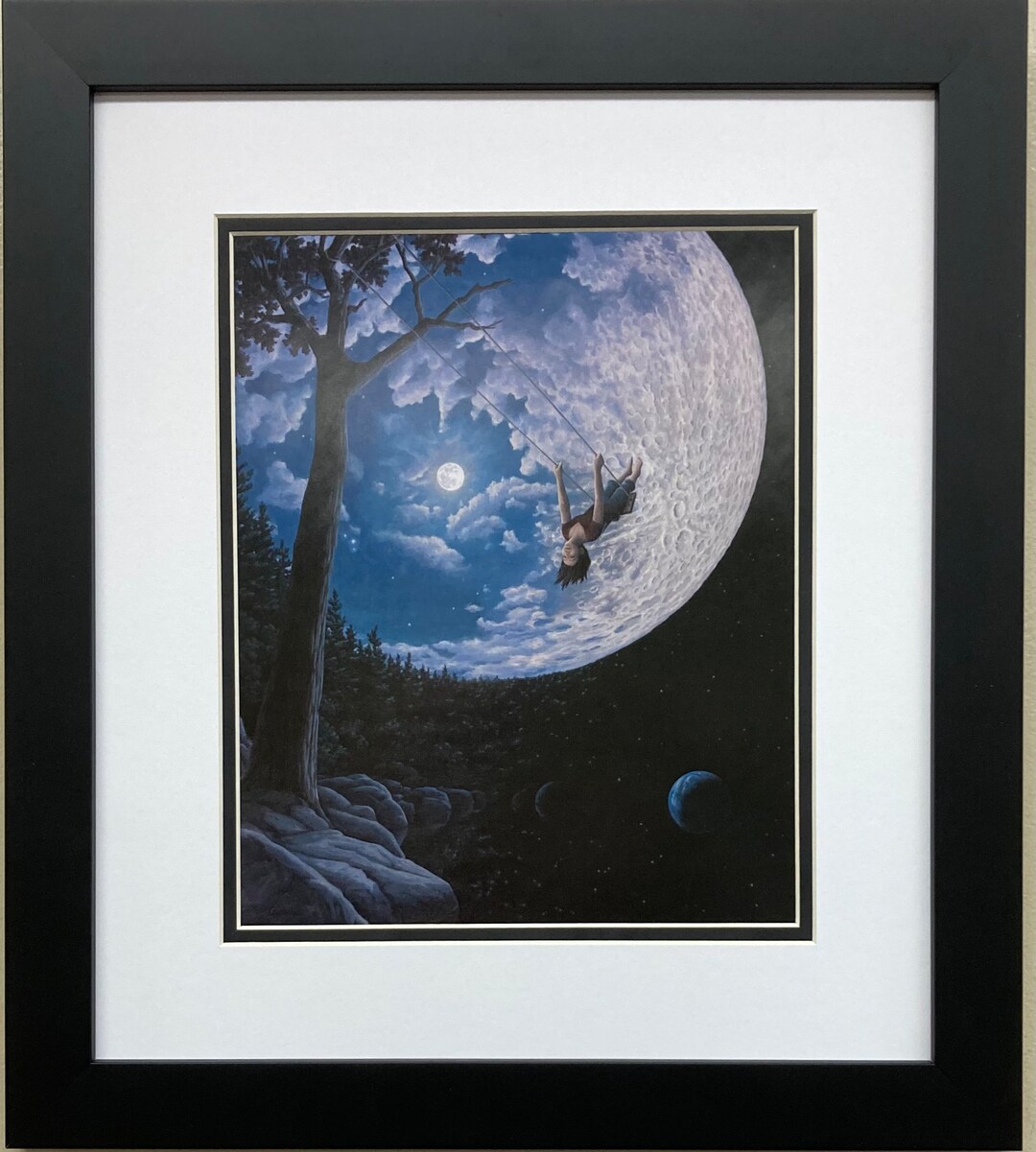 Rob Gonsalves " Over the Moon " Newly Custom Framed Art Print Magic Realism - Etsy