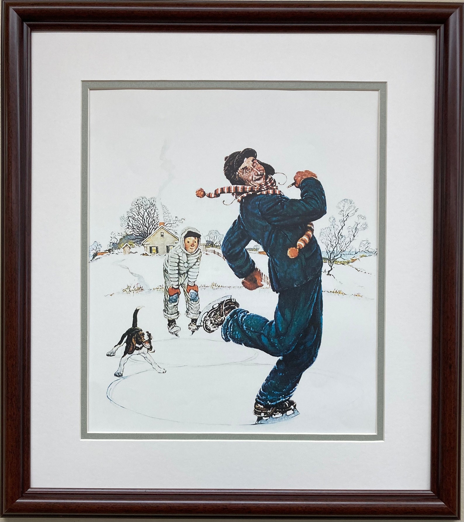 Norman Rockwell "grandpa & Me - Winter" CUSTOM FRAMED Art Print ...