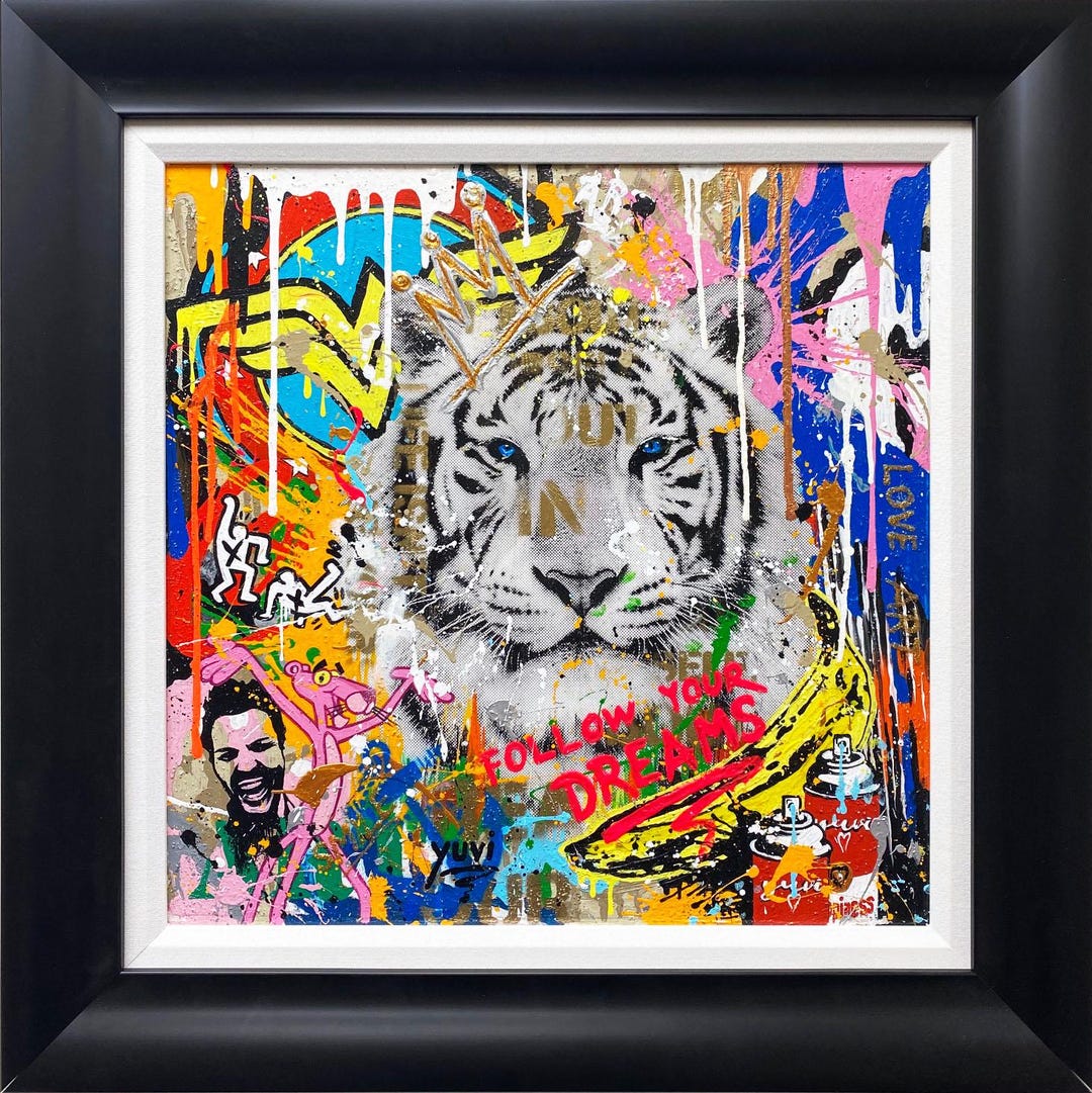 Yuvi "follow Your Dreams" Hand Signed Graffiti Oil Custom Framed Art ...