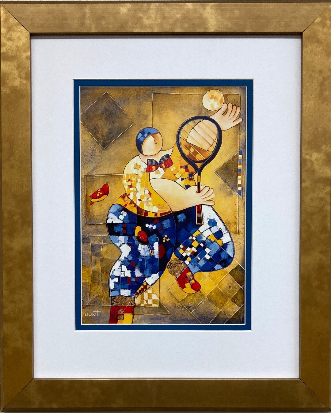 Dorit Levi "tennis Player" Custom Framed Art Print Contemporary Sports ...