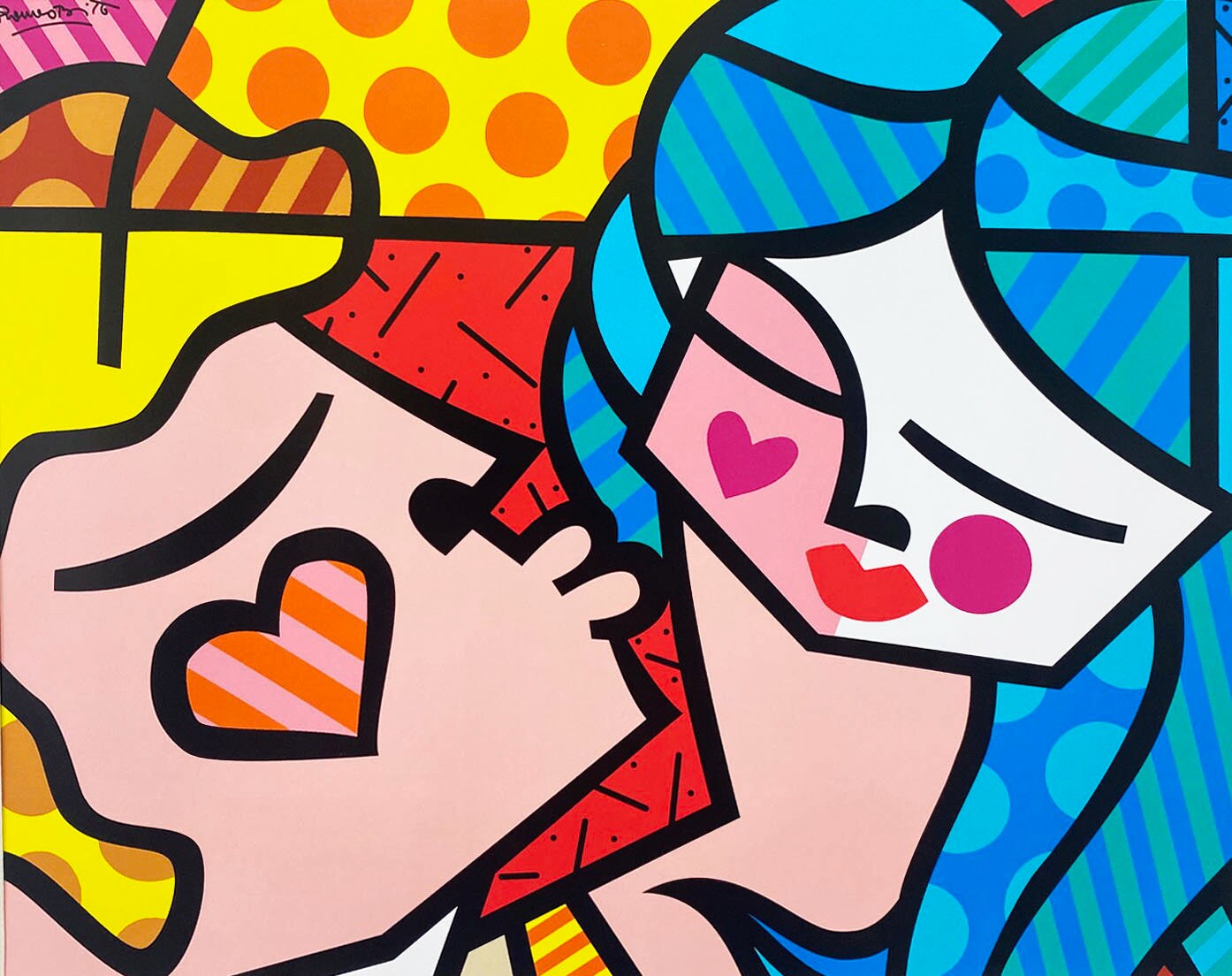 Romero Britto "sweet Kisses" NEWLY CUSTOM Matted FRAMED Art Print - Etsy