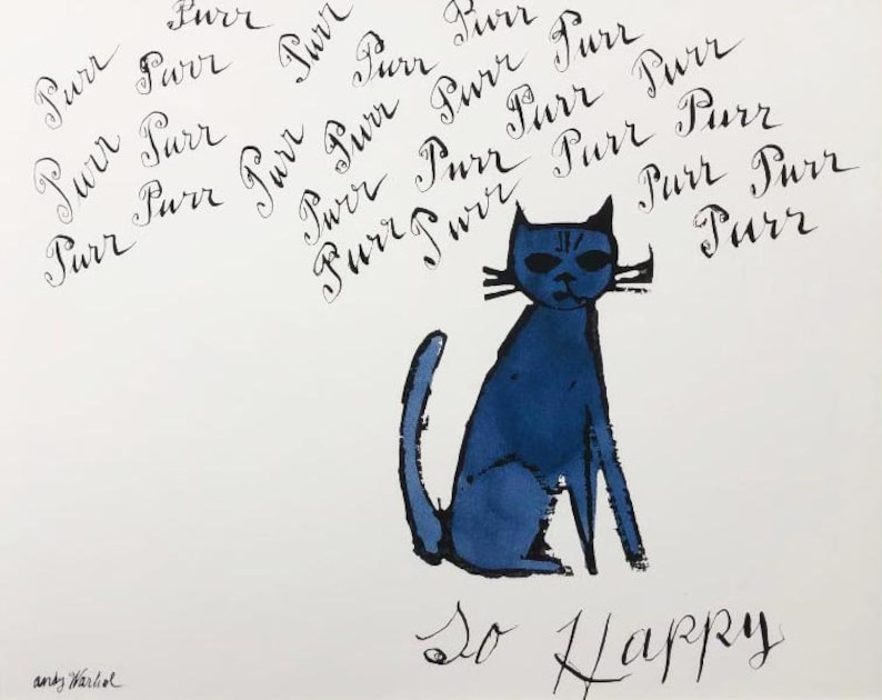 Andy Warhol so Happy Cat 1958 CUSTOM FRAMED Pop - Etsy