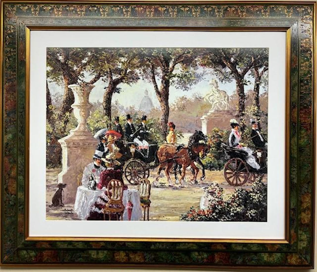 Robert Lebron "promenade Along in the Bois De Boulogne" Framed Parisian ...