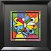 Romero Britto "garden Butterfly" BLACK CUSTOM FRAMED Matted Art Print ...
