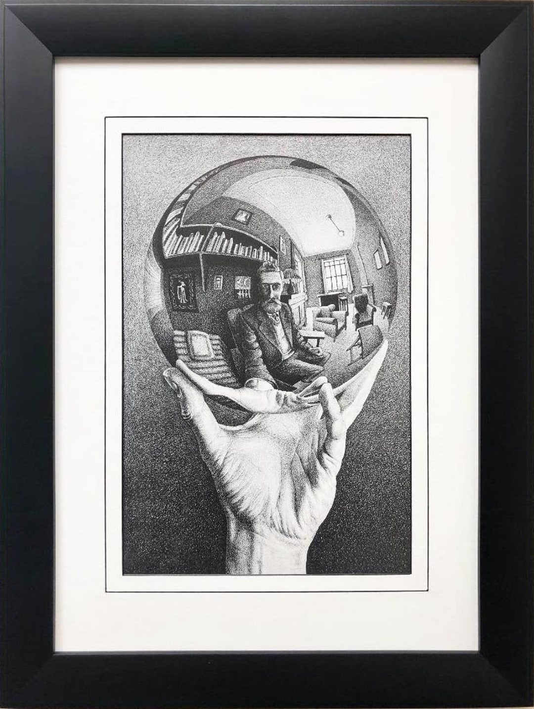 M.c.escher "hand With Reflecting Sphere" CUSTOM FRAMED Art - Etsy