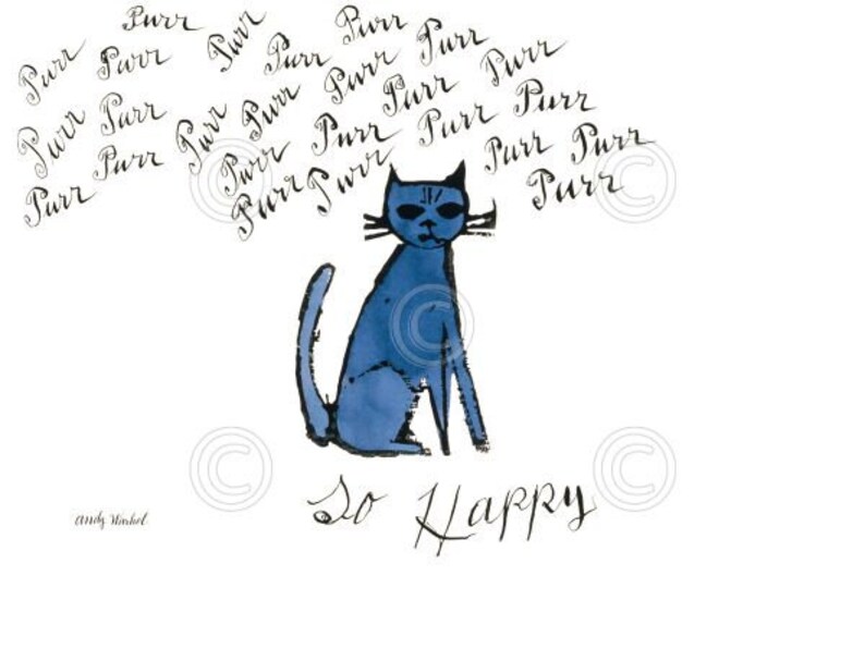Andy Warhol so Happy Cat Lrg 1958 CUSTOM FRAMED | Etsy