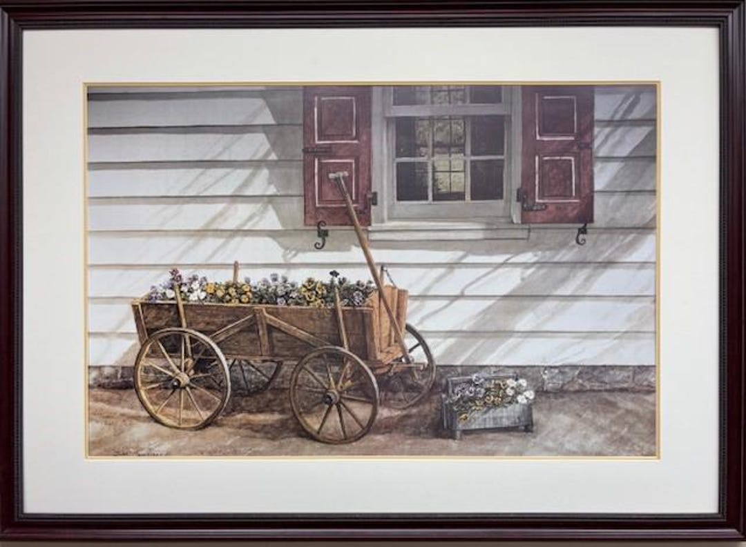 Dan Campanelli "pansies 4 Sale" Plate Signed Framed Country Rustic Art ...