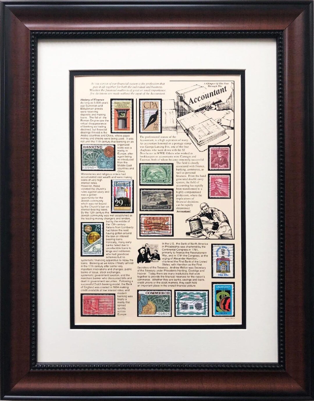 Stamps accountant Framed Stamp Art - Etsy