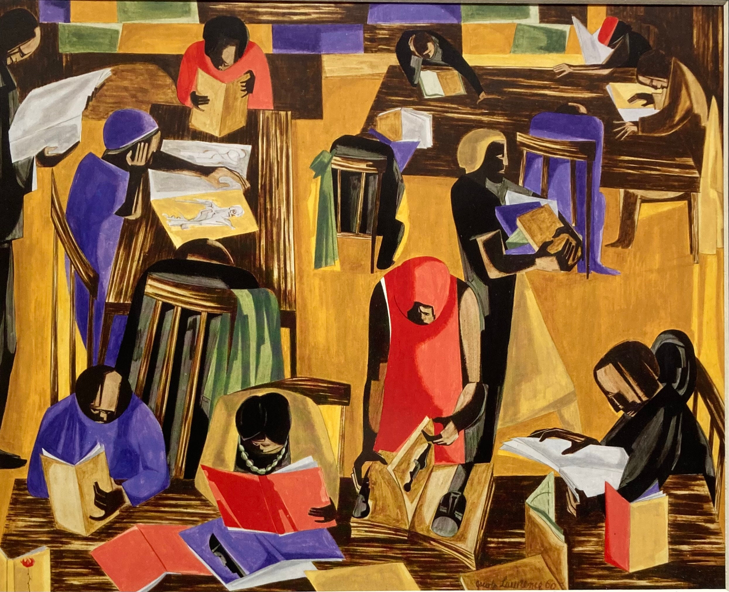 Jacob Lawrence "the Library 1960" New Custom Framed Black Art - Etsy