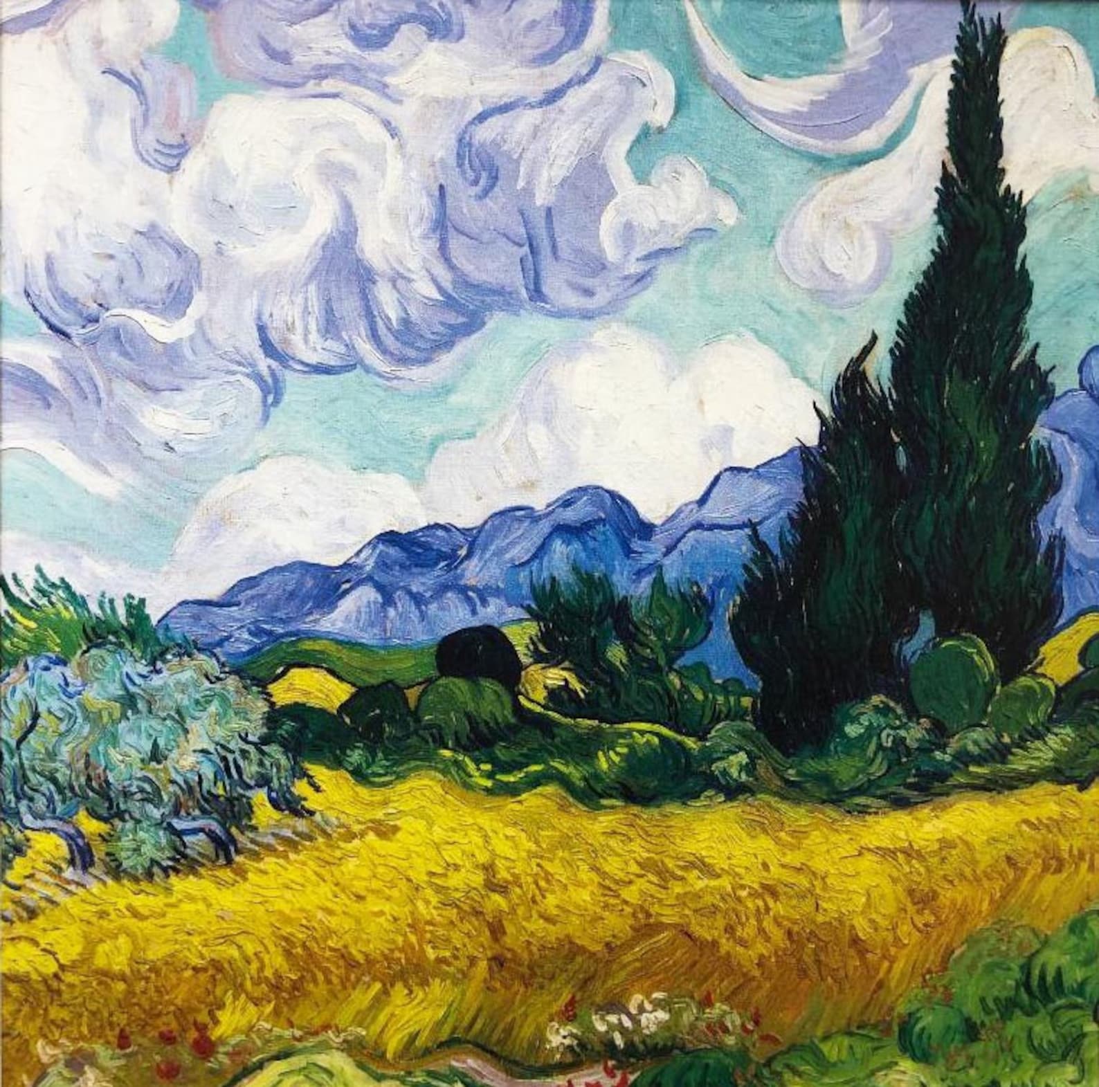 Van Gogh "a Wheatfield With Cypresses" Framed Art Print - Etsy