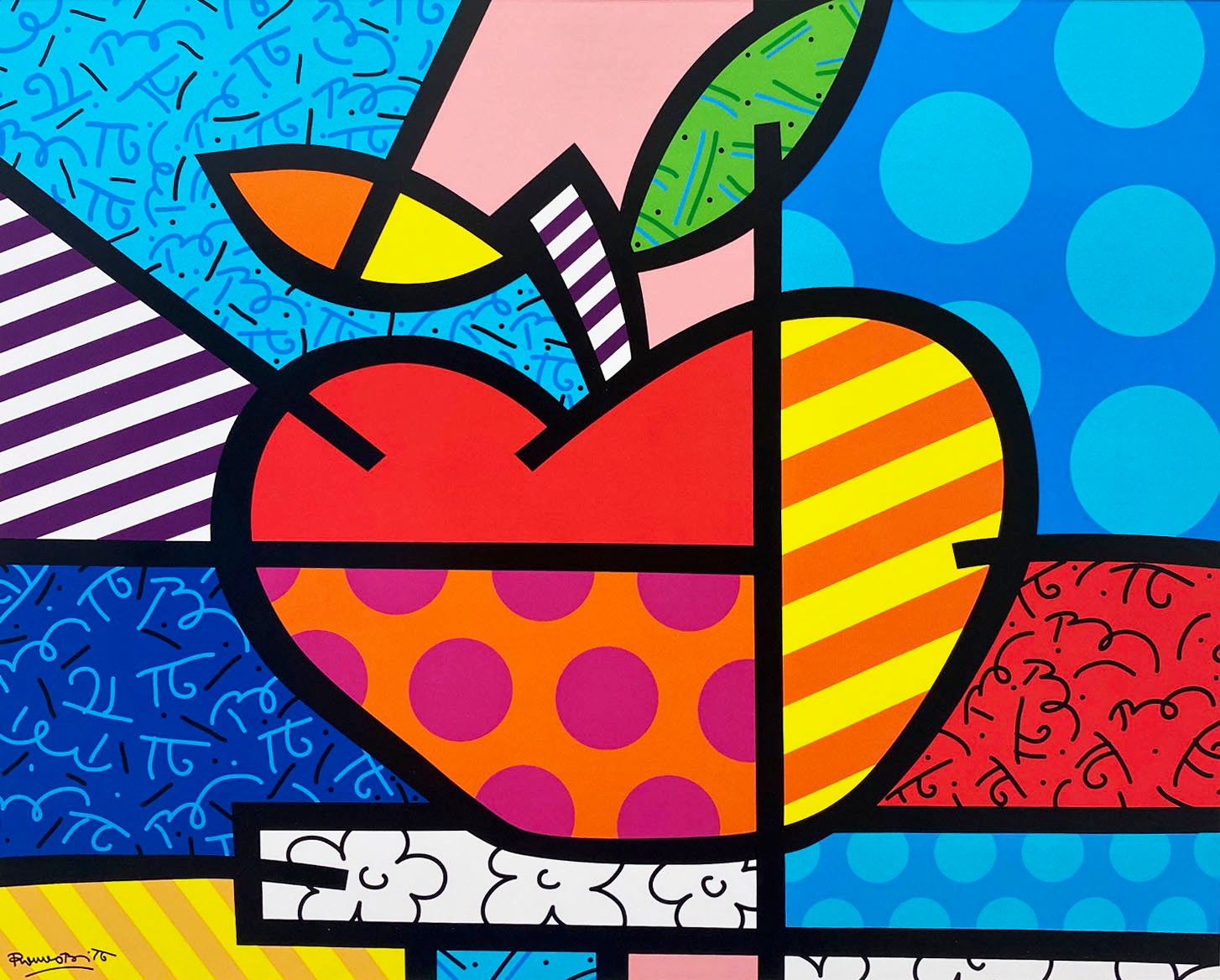 Romero Britto "the Apple" NEWLY CUSTOM Matted FRAMED Art Print - Etsy