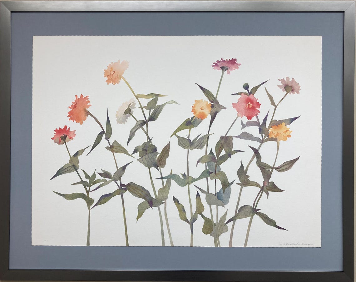 Susan Headley Van Campen "zinnias" Hand Signed Lim. Ed. New Framed ...
