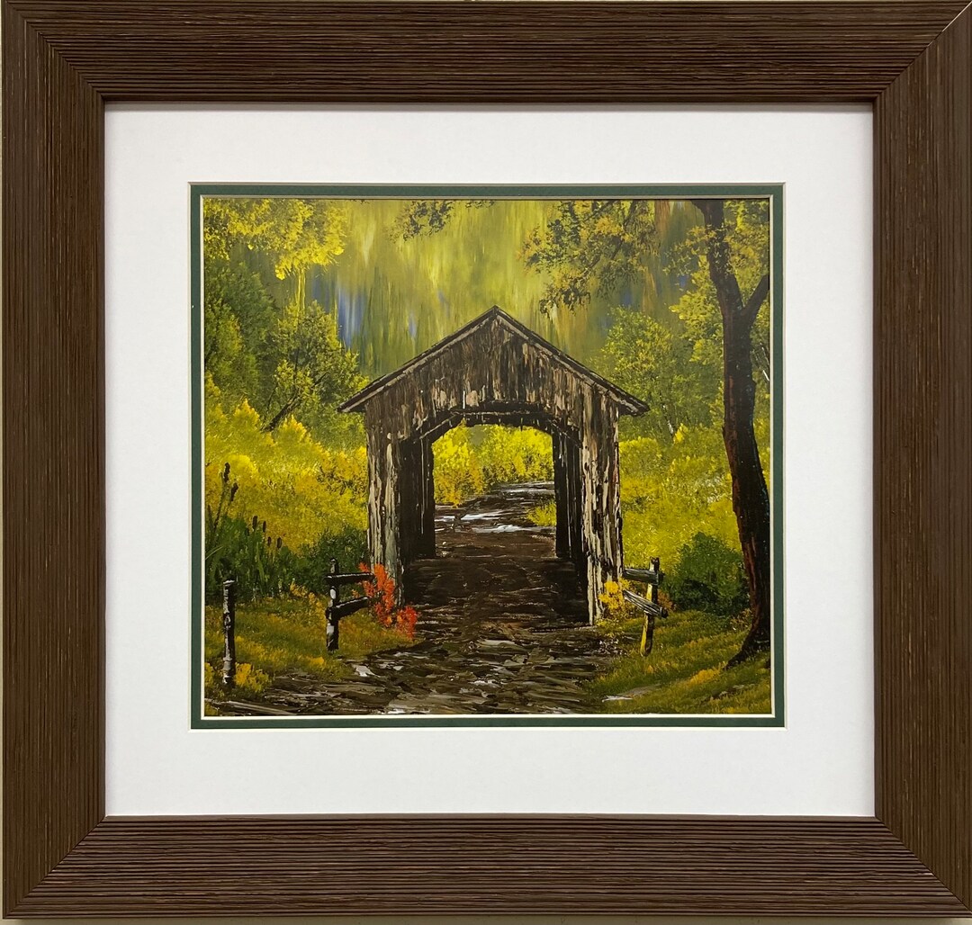 Bob Ross "covered Bridge" Happy Trees CUSTOM FRAMED ART Nature Print - Etsy