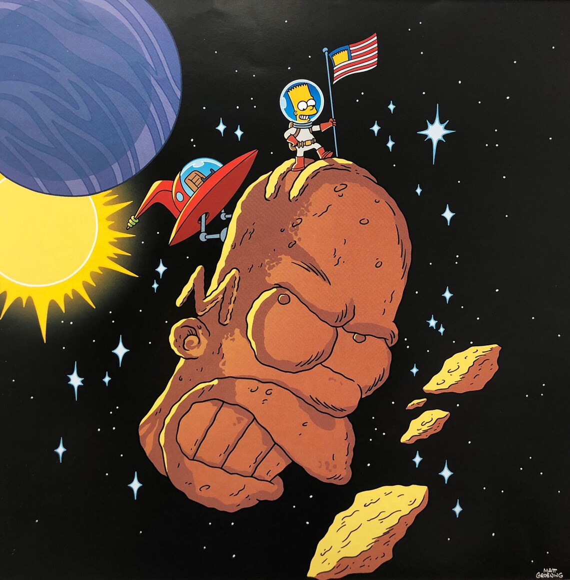 The Simpsons bart in Space New Custom Framed Art - Etsy