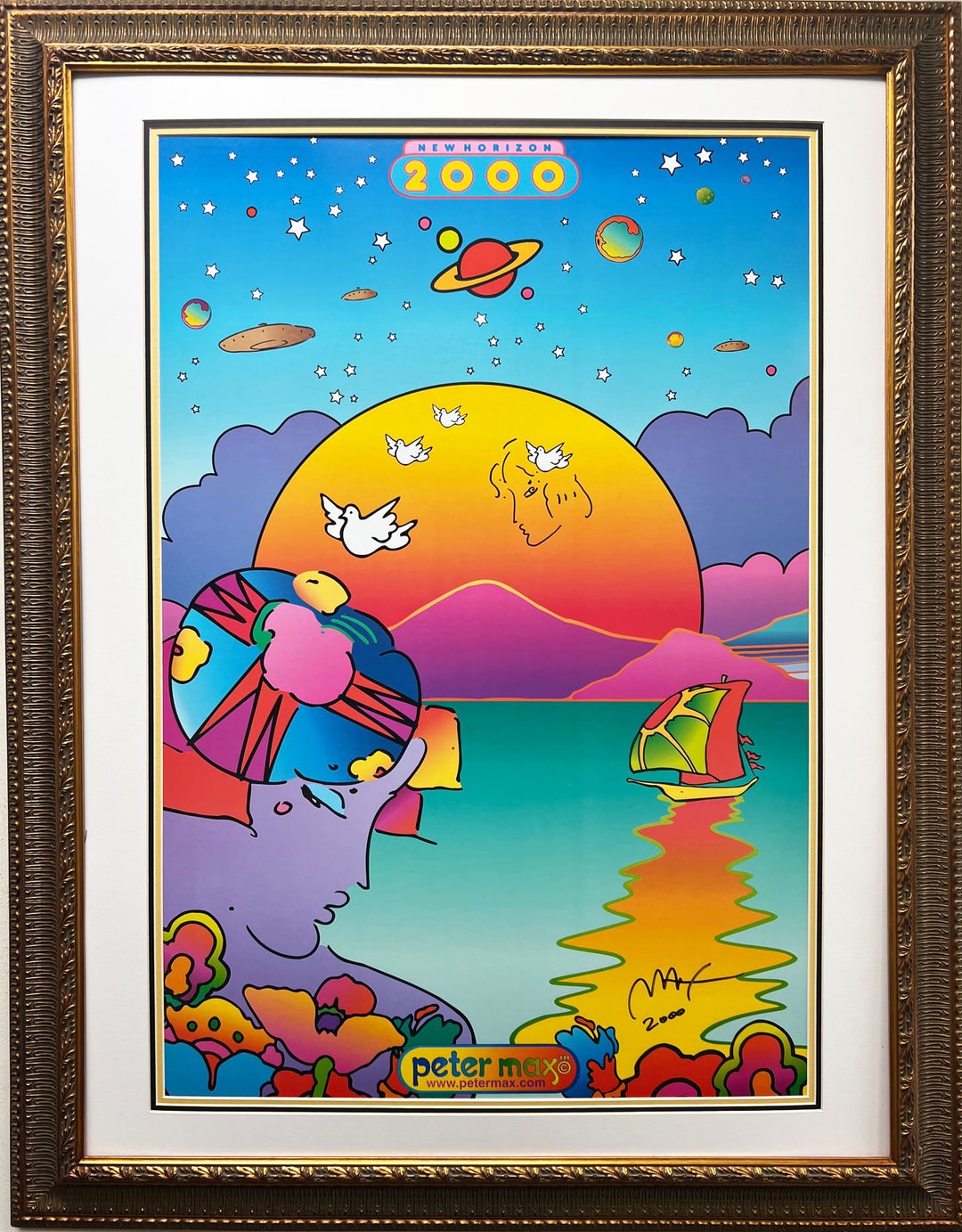 Peter Max "new Horizon" FRAMED Hand Signed (w/ Unique Hand Doodle) Art ...
