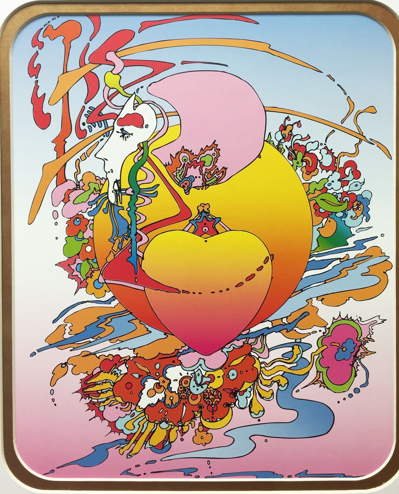 Peter Max "heart Orange" Newly Custom Framed Art Print - POP ...