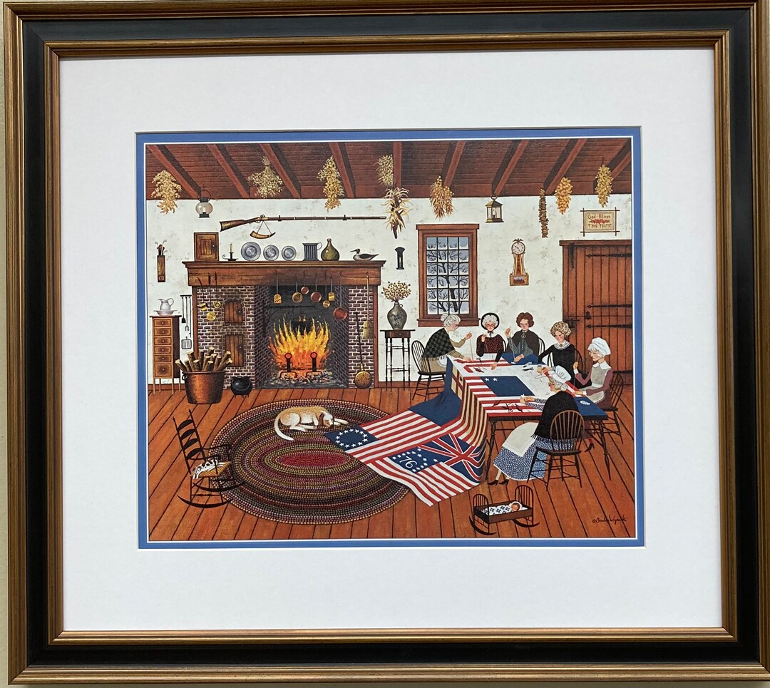 Charles Wysocki "the Quiltmakers" New CUSTOM FRAMED Art Americana - Etsy