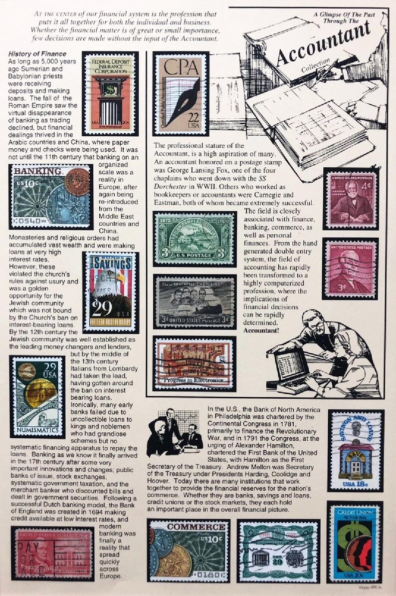 Stamps accountant Framed Stamp Art | Etsy