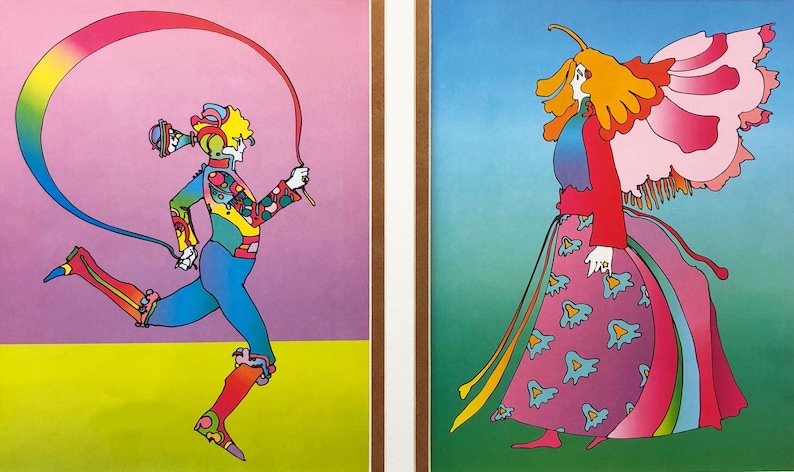 Peter Max "runner With Rainbow & Hippie Angel" CUSTOM FRAMED Print - Etsy