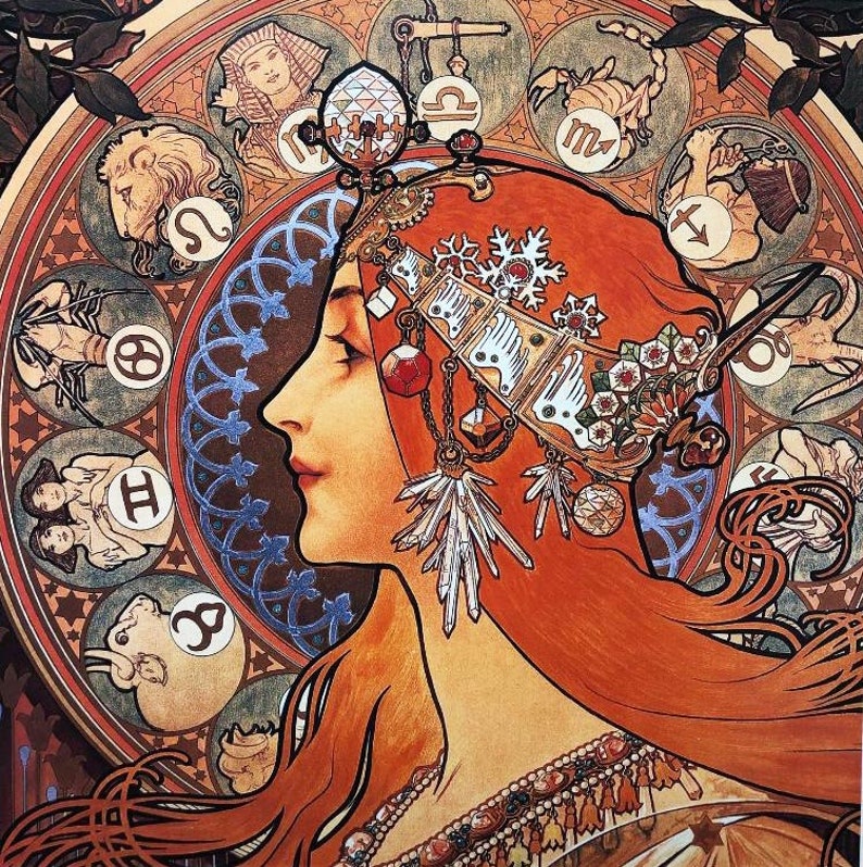 Alphonse Mucha Zodiac 1896detail Framed Art Etsy