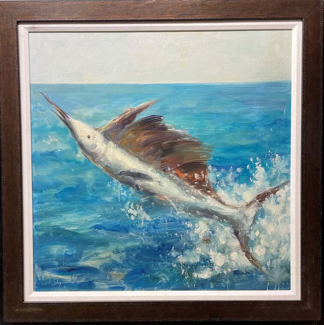 A. Degrazio "catching Air!" HAND SIGNED Original Oil Framed Art Fishing ...