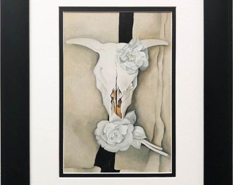 Cow's Skull With Calico Roses, Georgia O'keeffe Art Print, Animal Skull ...