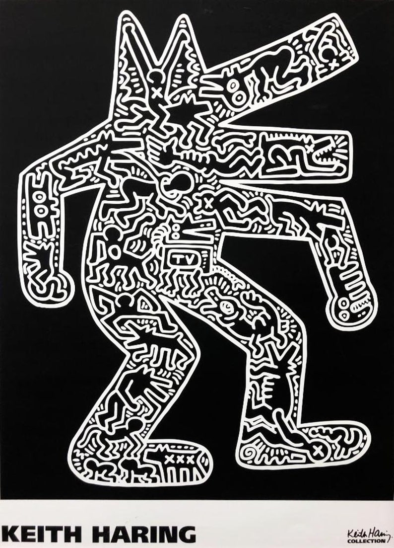 Keith Haring dog 1985 CUSTOM FRAMED Print | Etsy