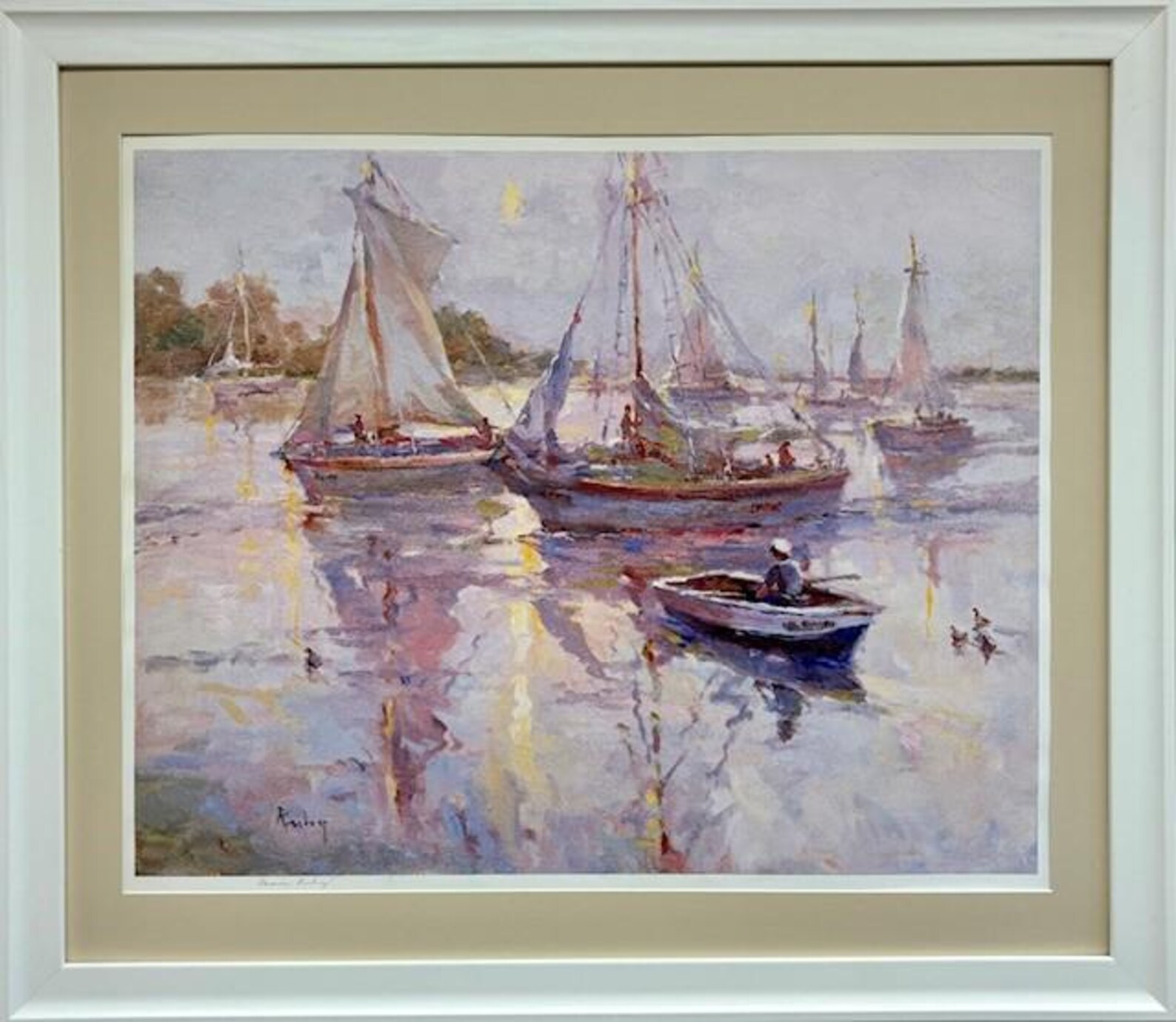 Claire Ruby lowering Sails Hand Signed Framed Impressionist Art New ...