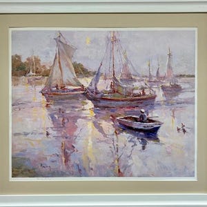 Claire Ruby "lowering Sails" Hand Signed Framed Impressionist Art New ...