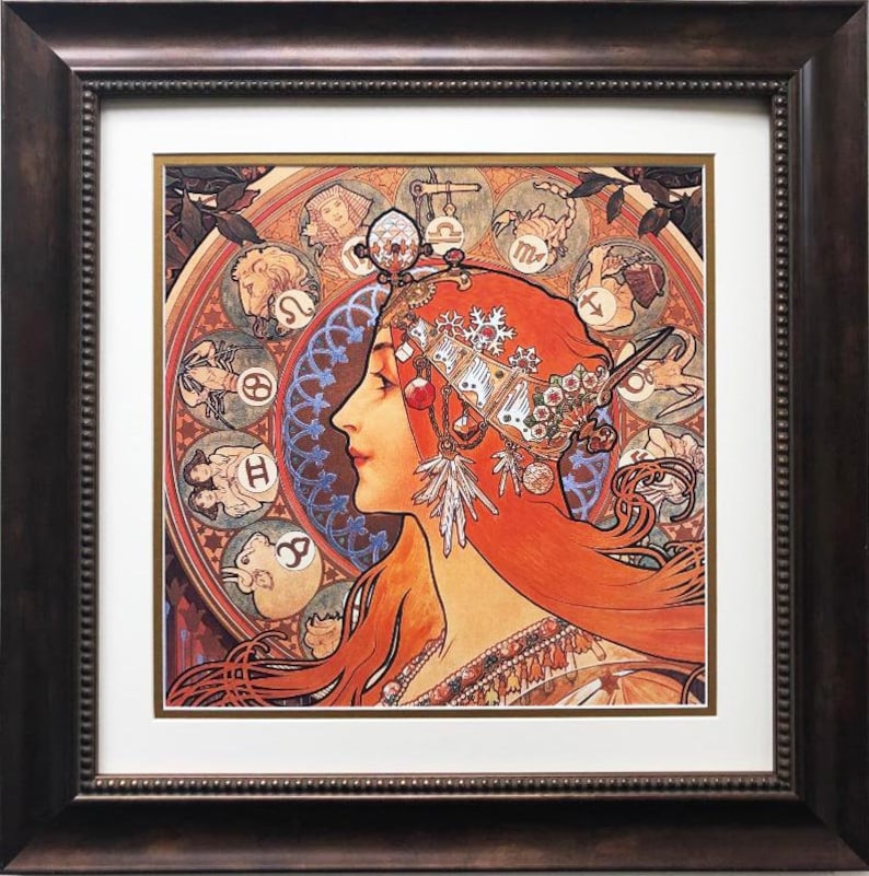 Alphonse Mucha zodiac 1896detail FRAMED ART | Etsy