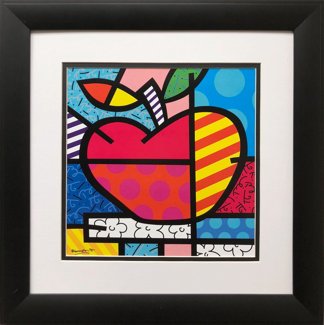 Romero Britto "the Apple" NEWLY CUSTOM FRAMED Art Print - Etsy